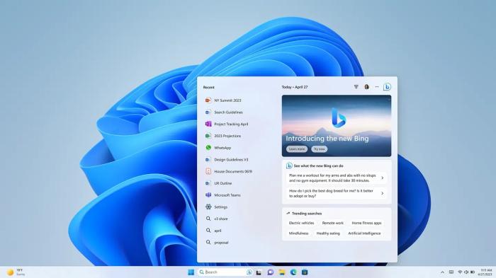 微软澄清媒体报道，不会从windows 11 任务栏中移除必应聊天 天津睿斯福得it外包服务公司