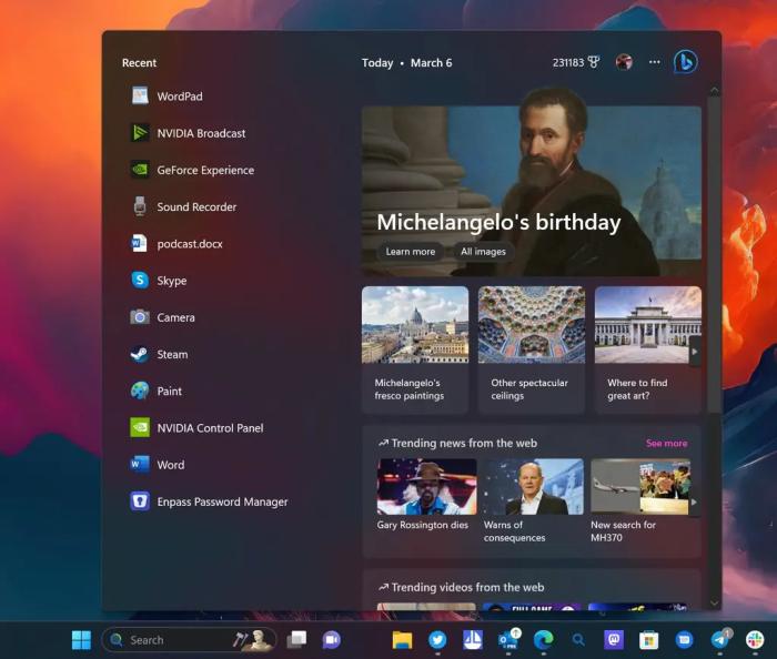 微软澄清媒体报道,不会从windows 11 任务栏中移除必应聊天 天津睿斯福得it外包服务公司